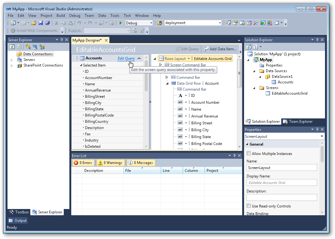 Setting Up Pseudo Columns with LightSwitch.