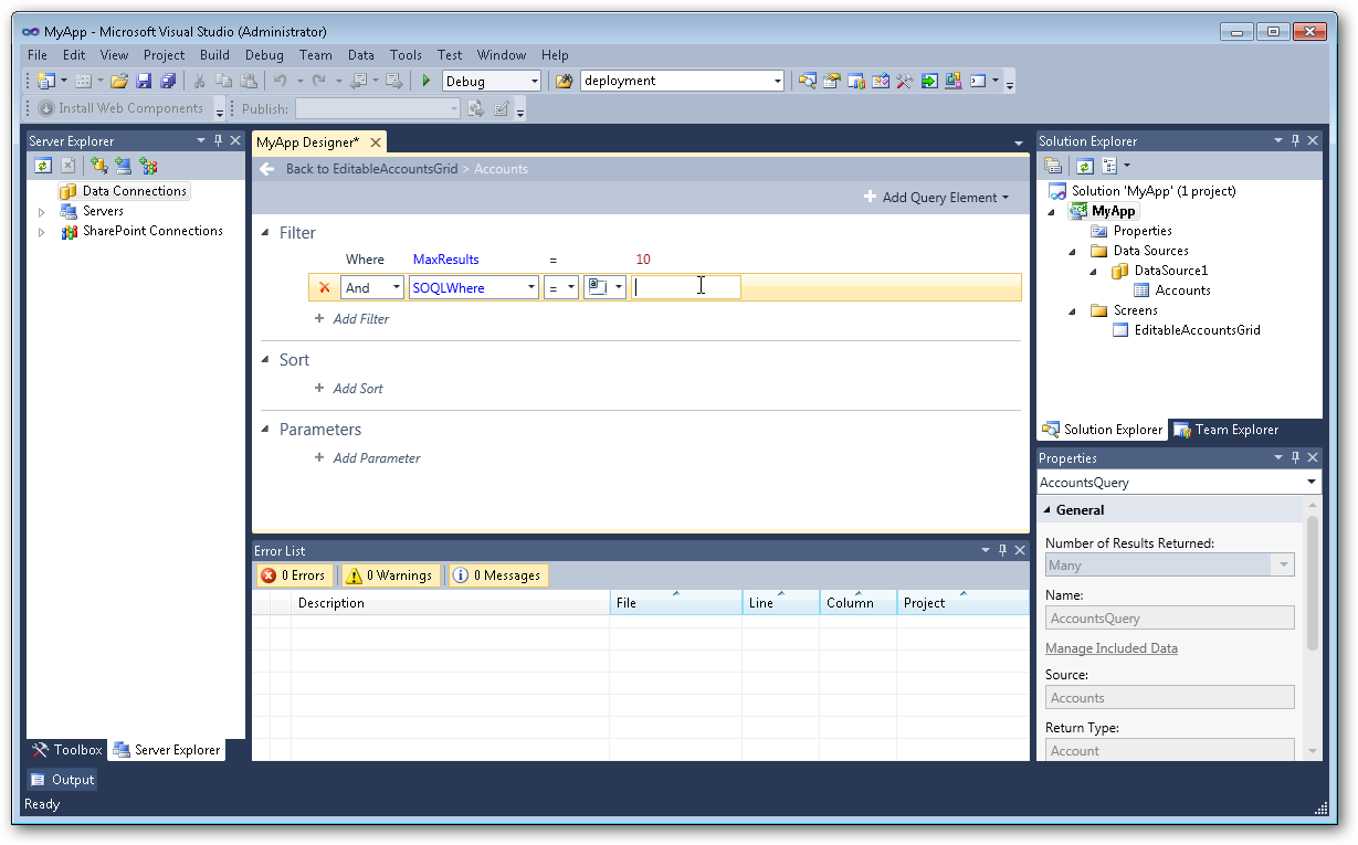 Setting Up Pseudo Columns with LightSwitch.