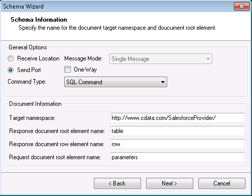 How to Generate SQL Command Schemas for the CData BizTalk Adapter for Microsoft Dataverse