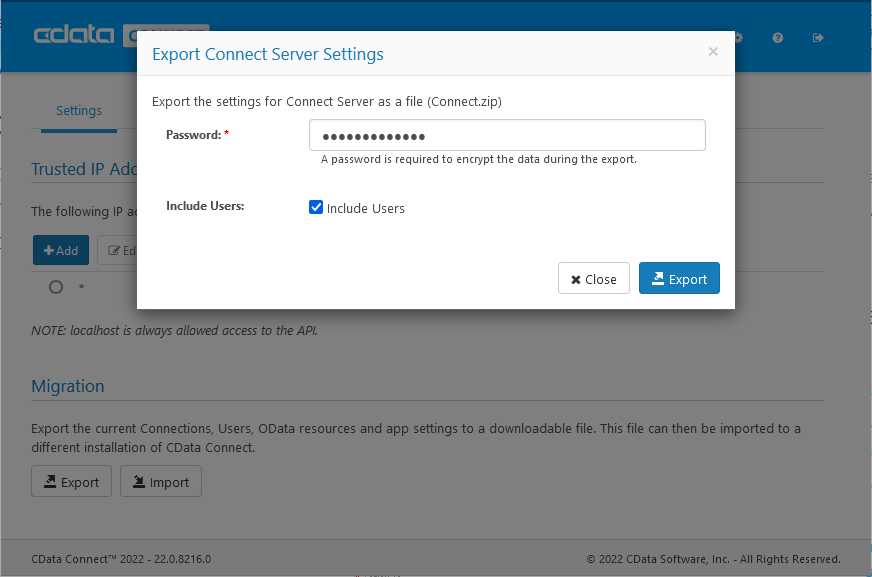 Export/Import Users, Connections, and Endpoints in Connect Server