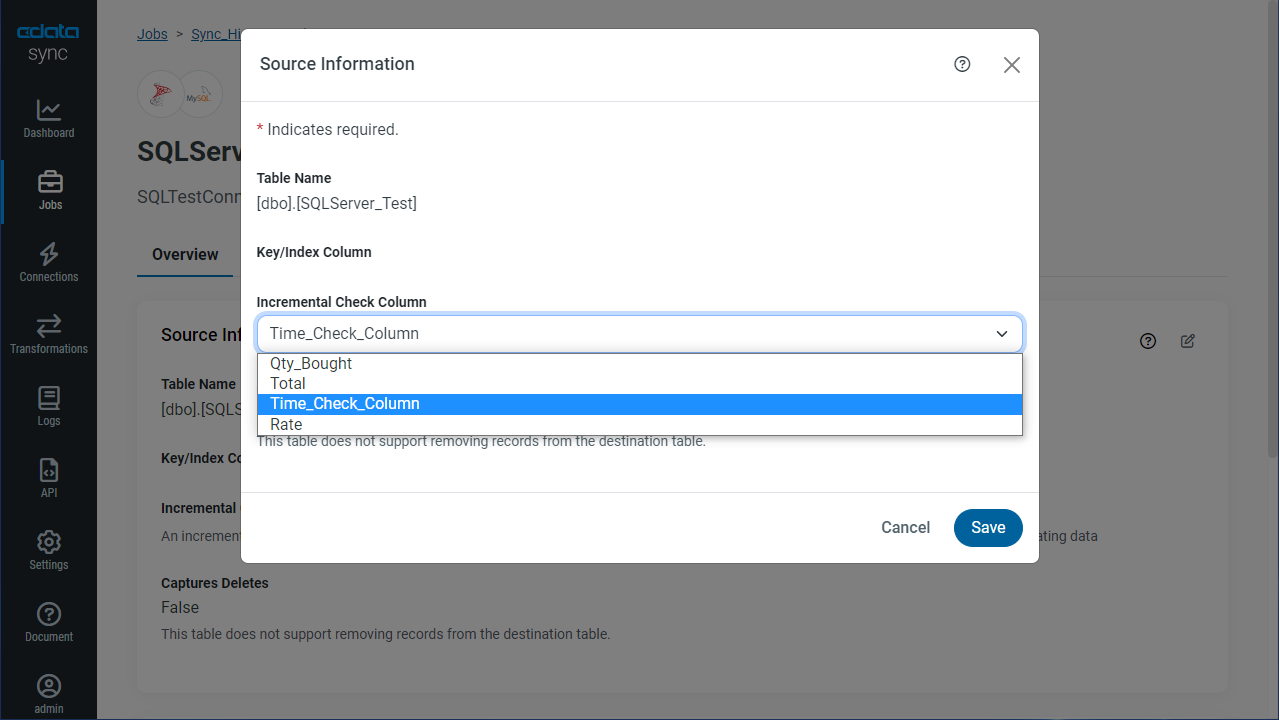 CData Sync - History Mode