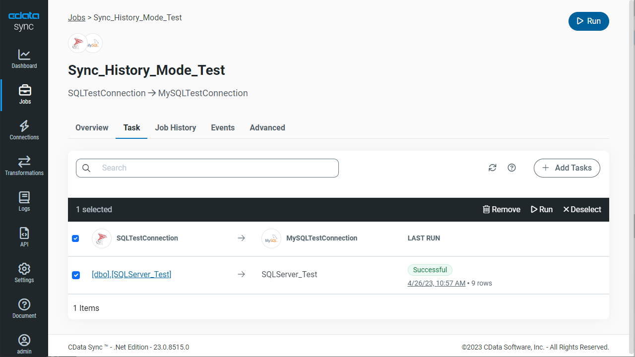 CData Sync - History Mode