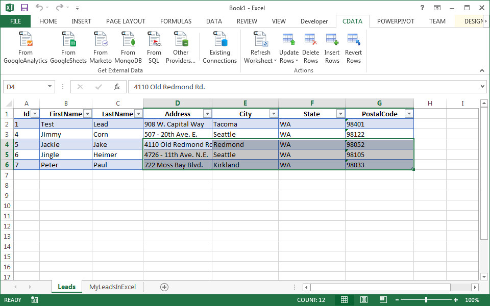 Getting Started with the CData Excel Add-In for Marketo
