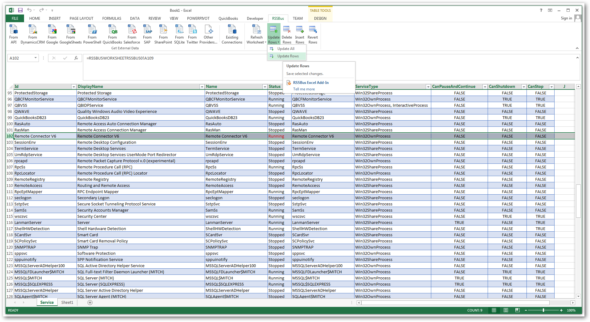 Start And Stop Windows Services Using The Cdata Excel Add In For Powershell