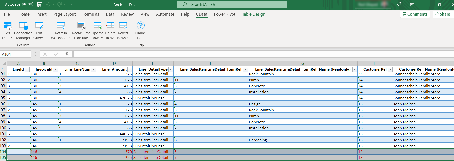 Insert Invoices with the Excel Add-In for QuickBooks
